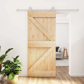 Posuvné Dveře S Kováním 90 X 210 Cm Masivní Borové Dřevo