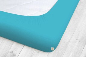 Jersey prostěradlo středně tyrkysové na výšku matrace do 20 cm Velikost: 220 x 200