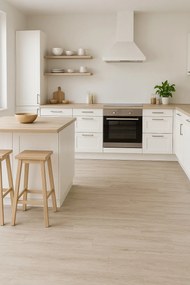 Beauflor, PVC podlaha - lino Texalino Supreme 991 L Pristine Oak - dub, na míru, šíře 2m,3m,4m,5m, bílá, filc, chodba / předsíň