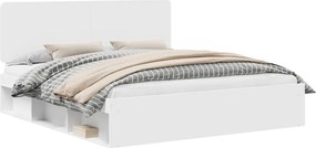 Rám postele s čelo Bílá 200 x 200 cm Masivní borové dřevo 3412443