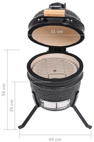 vidaXL Zahradní gril a udírna 2 v 1 Kamado keramický 56 cm černý