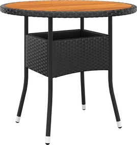 vidaXL Zahradní stůl Ø 80 x 75 cm akáciové dřevo a polyratan [310608] Barva: Černá
