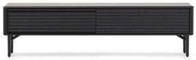 Černý TV stolek v dekoru dubu 200x57x35 cm Lenon – Kave Home