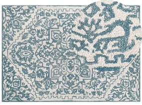 Vlněný koberec 160 x 230 cm bílý/modrý AHMETLI Beliani