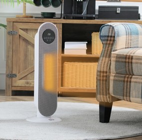 HOMCOM Topný ventilátor 2000W, PTC keramické elektrické topení s dálkovým ovládáním, oscilace, 12h časovač