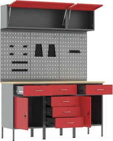 Sada pracovní skříně se zásuvkou s úložištěm 8 ks Červená 3321445