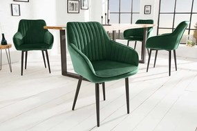 Designová jídelní židle s područkami Turin zelená samet