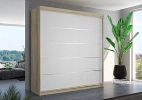 Šatní skříň s posuvnými dveřmi Spectra - 200 cm Barva: Sonoma/Bílá
