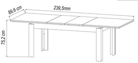 Rozkládací jídelní stůl Matera 160x90 cm, starý dub/bílá