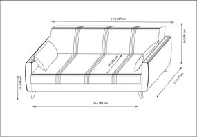 Rozkládací třímístná pohovka Zaden 214 cm béžová