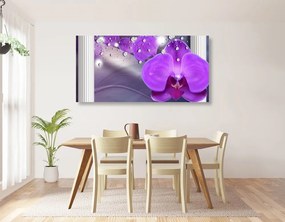 Obraz orchidej při řeckých sloupech - 120x60 cm