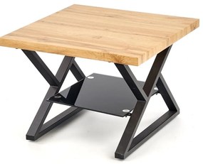 Konferenční stolek Xena čtvercový, přírodní dřevo / černá
