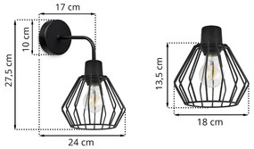 Nástěnné svítidlo Nuvola 2, 1x černé drátěné stínítko