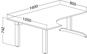 Ergonomický stůl ProOffice C 180 x 120 cm, levý, divoká hruška