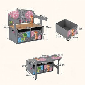 Costway Dětská lavice 3v1 s látkovými koši TP10175GR