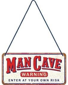 Plechová cedule Man Cave - Enter at Your Own risk, (20 x 10 cm)