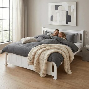 Postel s roštem 160x200, borovicové dřevo/bílá, LUCAS NEW Kondela 0000230730