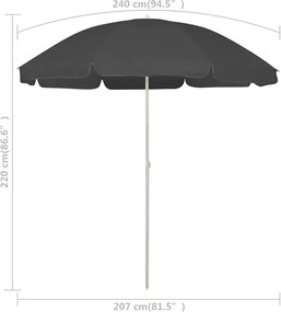 Plážový slunečník antracitový 240 cm 314706