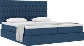 Postel s úložným prostorem s čelo Modrá 200 x 200 cm Textil 3372220