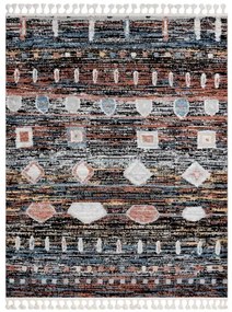 Moderní koberec BELLE BR36A černý / růžový   střapce velikost 140x190 cm | krásné koberce cz
