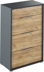 Komoda s šuplíky, grafit / dub artisan, RIOMA NEW TYP 22