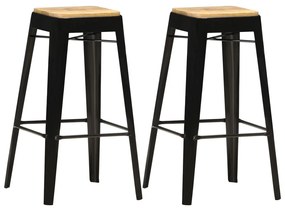 Barové stoličky 2 ks černé masivní mangovníkové dřevo,  286131