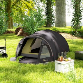 Outsunny Stan pro 4 Osoby, Lehký, Stabilní, Voděodolný UV 50+ Tunelový Stan s Markýzou, Bočními Dveřmi a Okny, Rodinný Stan s Podlážkou a Vodním Slou…