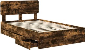 Rám postele se zásuvkou Uzený Dub 120 x 190 cm Dřevěný materiál 3412210