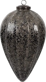 Černá skleněná vánoční ozdoba L - Ø 17*26 cm