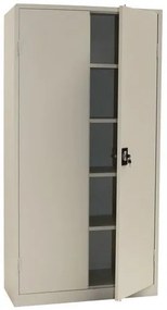 Kovová vysoká spisová skříň Manutan Expert 2000, 195 x 100 x 45 cm, bílá/bílá