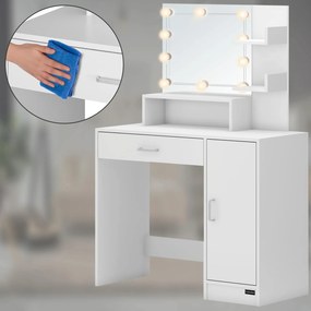 Deuba Toaletní stolek Jocelyn s LED osvětlením 140x90x40 cm - bílý