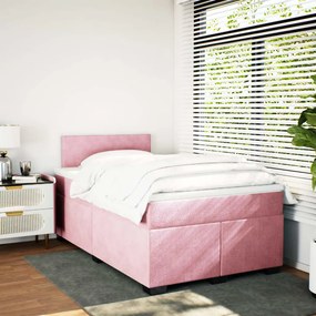 Box spring postel s matrací růžová 120 x 200 cm samet 3288581