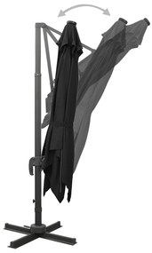 Konzolový slunečník s tyčí a LED světly černý 300 cm,  312348