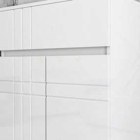 Kleankin volně stojící koupelnová skříňka s 2 dveřmi, 1 šuplíkem, nastavitelnou policí, leskle bílá, 60Š x 30H x 80V cm