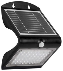 Exteriérové ​​solární nástěnné LED svítidlo Butterfly, 1x LED 3,2w, černá, pohybový senzor