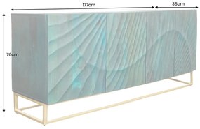 Massive home | Příborník SCORPION 180cm 3D mangovníkové dřevo tyrkysově zlaté