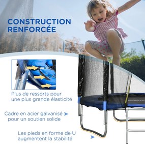 SPORTNOW Outdoor Dětský Trampolína, Průměr 180 cm, Zahradní Trampolína pro Děti se Zabezpečovací Sítí, Polstrované Tyče a Žebříkem, pro Děti, Teenage…