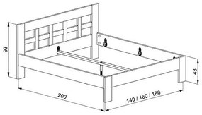 MRAVA, s.r.o. Dvoulůžková postel DELANNA ROZMĚR: 140 x 200 cm - ATYP
