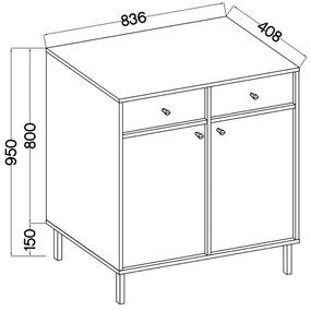 TOKYO 2 e | komoda 826 | 83,6 cm | eukalyptová/černá