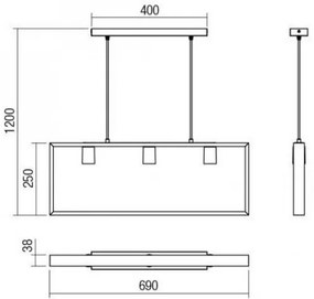 Redo 01-1665 - Lustr na lanku TIMBER 3xE27/42W/230V