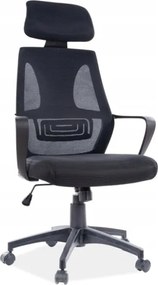 Otočné čalouněné křeslo černé ergonomické kancelářské křeslo Q-935