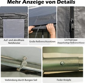 Costway Carport Stan Garáž s 8 odnímatelnými bočními stěnami a rolovacími dvířky