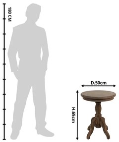 Hnědý retro dřevěný odkládací stolek Mystique – 50x65 cm