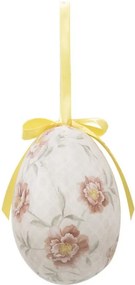 6ks dekorace béžové závěsné vajíčko s květy Spring Egg - Ø 7*10 cm
