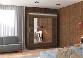 ADRK Furniture Posuvná skříň se zrcadlem a LED osvětlením ROSETTE 180 SW-ROS-CH-180+L-V287