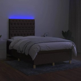 Box spring postel s matrací a LED tmavě hnědá 120x190 cm textil 3270270