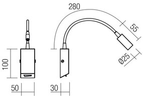 Redo 01-4802 - LED Flexibilní lampička HELLO LED/3W/230V bronzová