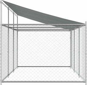 Klec pro psy se střechou a dvířky šedá 6x2x2 m pozinkovaná ocel 3209569
