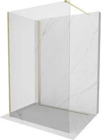 Mexen Kioto sprchová stěna Walk-in 130 x 95 cm, transparentní, zlatá kartáčovaná - 800-130-212-55-00-095