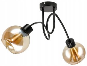 BERGE Skleněná LED stropní lampa 2xE27 - jantarová barva